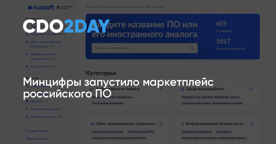 Минцифры запустило маркетплейс российского ПО — CDO2DAY